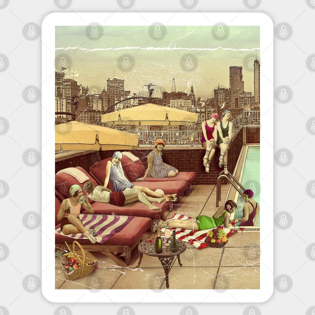 Art Deco Rooftop Chillout (Detail Edit) - Art Deco Illustration ...