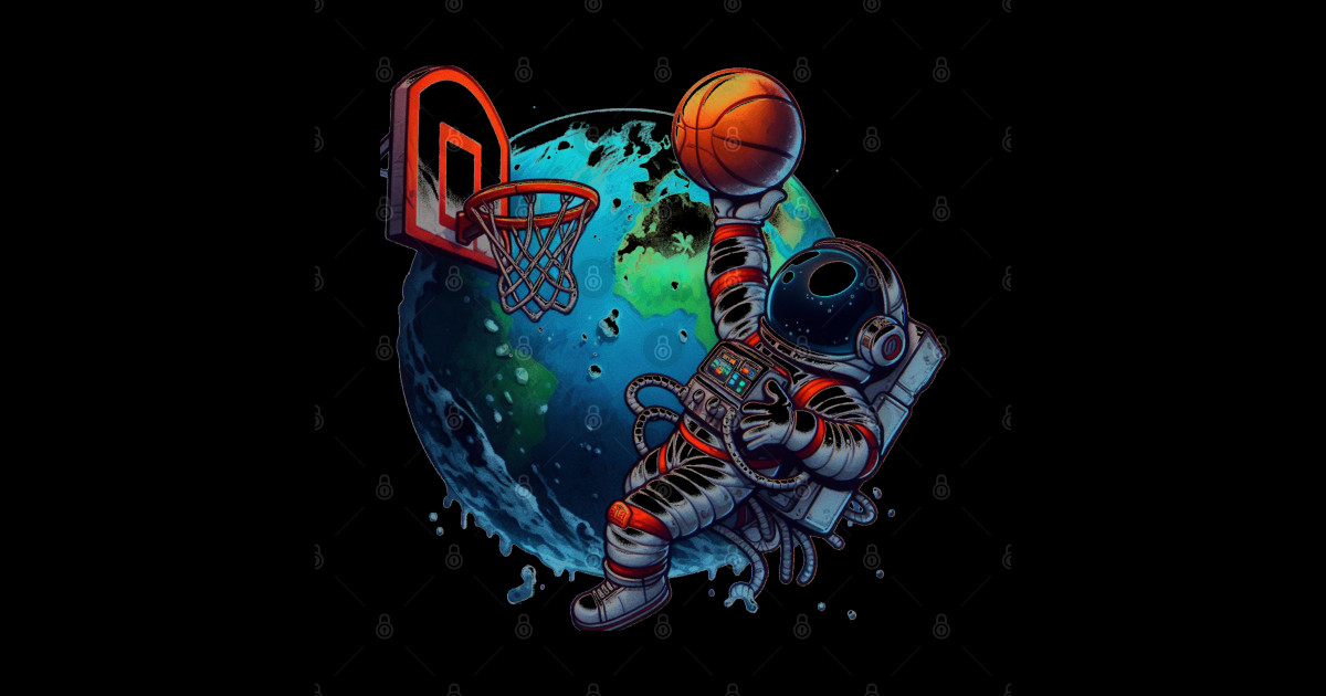Astronaut Dunking In Space - Astronaut Basketball - Sticker | TeePublic