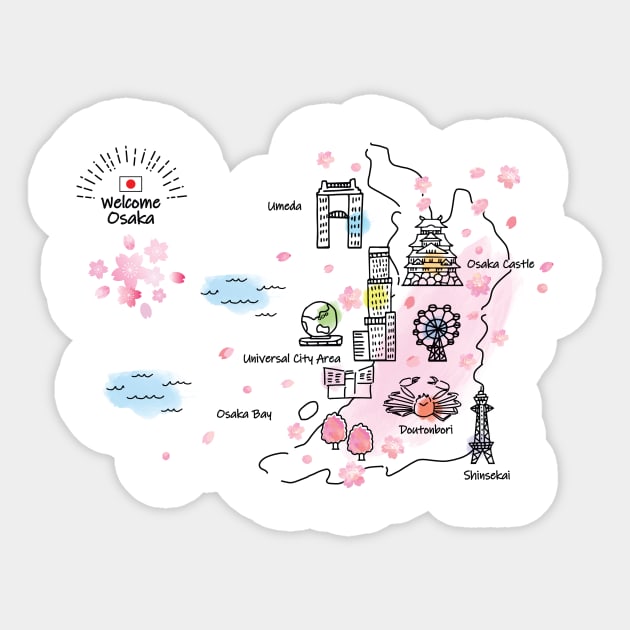welcome osaka city - Osaka Japan - Sticker | TeePublic