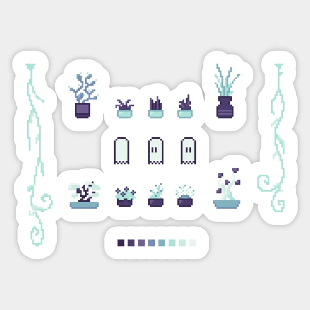 Pixel Art Plants Set - Plants - Sticker | TeePublic