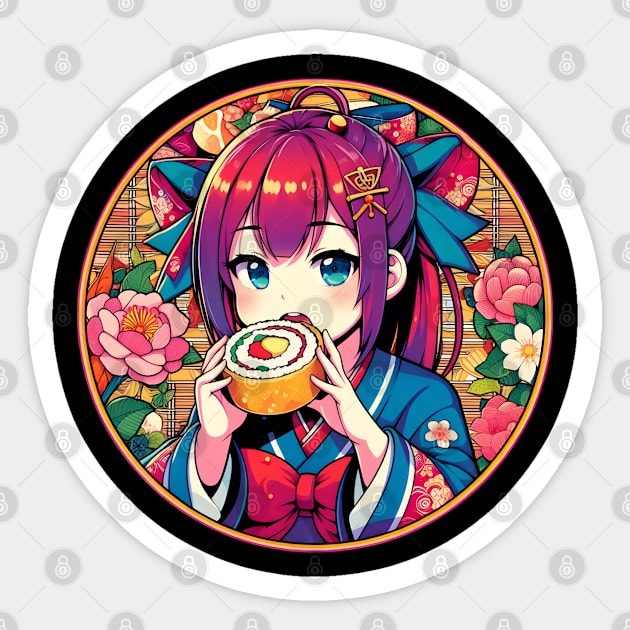 Anime girl egg roll - Egg Roll - Sticker | TeePublic