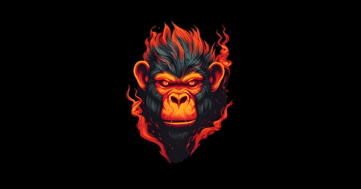 Inferno Ape: The Fiery Primate - Burning Monkey - Sticker | TeePublic