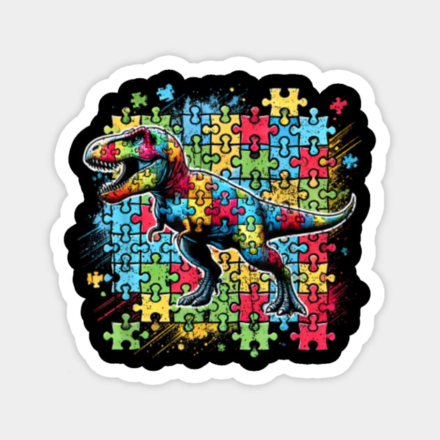 T Rex Dinosaur Autistic Autism Awareness Girls Boys vintage - T Rex ...