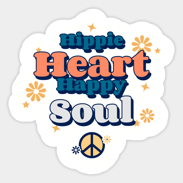 Hippie Heart Happy Soul - Hippie 60s Flower - Sticker | TeePublic