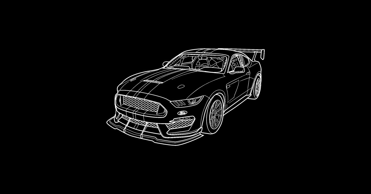 Shelby GT500 Wireframe White Drawing - Car - Sticker | TeePublic