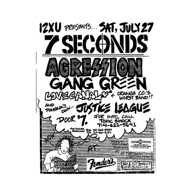 7 Seconds / Aggression / Gang Green Punk Flyer - Punk - T-Shirt | TeePublic