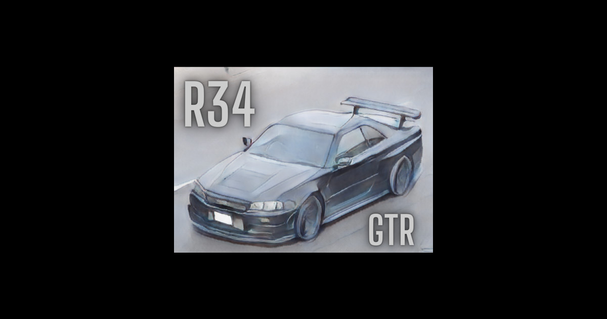 Nissan GTR R34 - Cartoon Design - Nissan - Sticker | TeePublic
