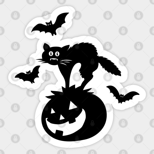 Halloween Scared Black Cat - Halloween Black Cat - Sticker | TeePublic