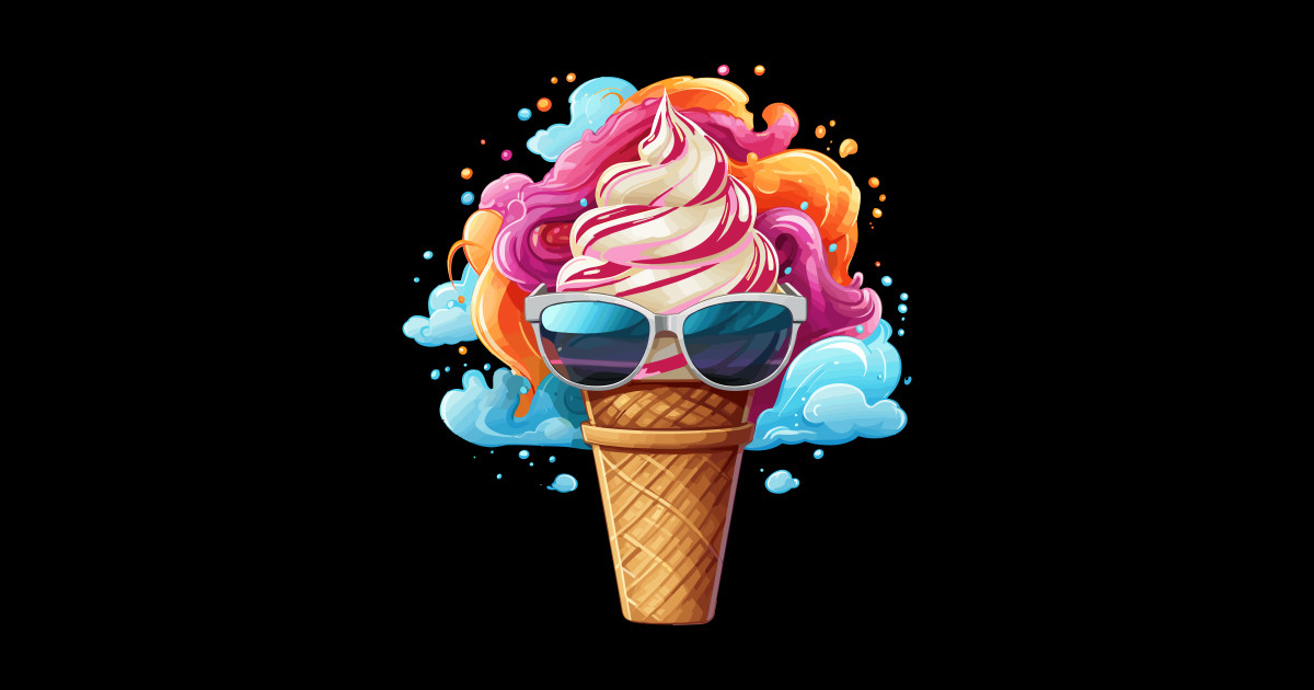 Cool Ice Cream Cone - Ice Cream Cone - Sticker | TeePublic