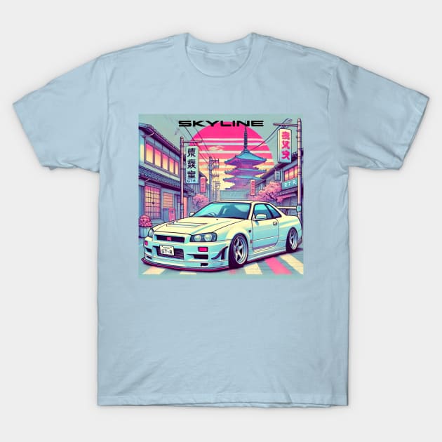 R34 Skyline GT-R Tokyo Sunset - R34 Skyline - T-Shirt | TeePublic