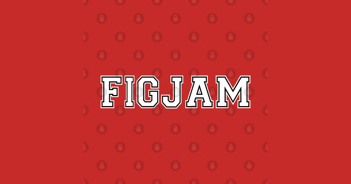 "FIGJAM" in white college sports jersey font with black outline ...