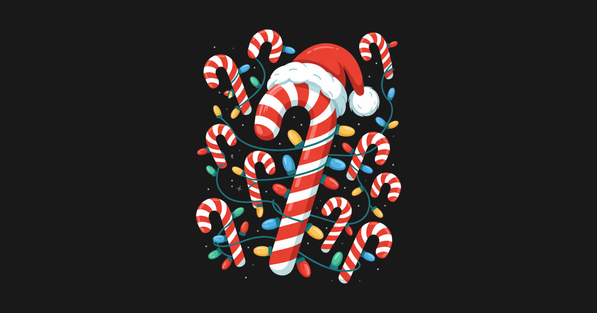 Red and White Christmas Candy Cane Santa Lights Christmas - Red And ...