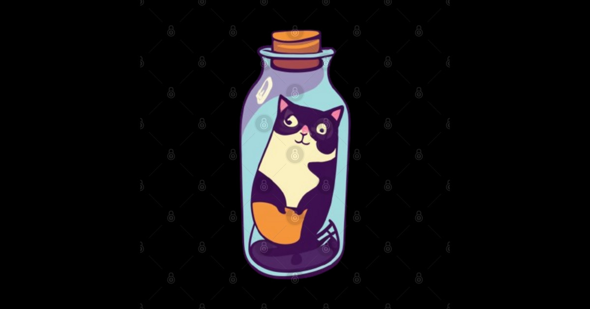 cat in a bottle - Catshirt - Posters and Art Prints | TeePublic