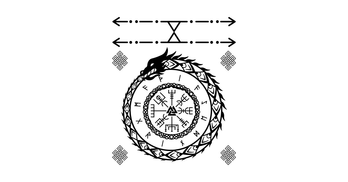 Viking World Serpent with Runes and Pagan Symbols - Viking - T-Shirt ...