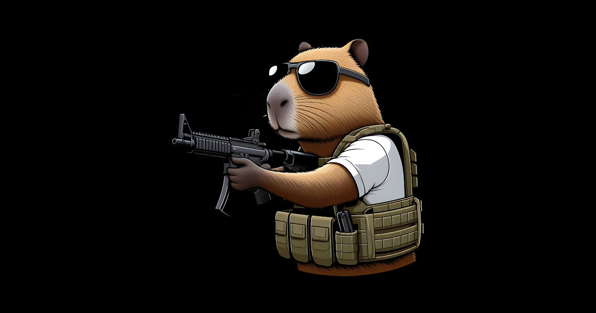 tactical capybara - Capybara - Sticker | TeePublic