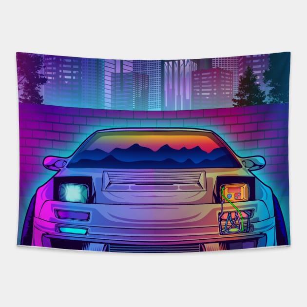 Neon Mazda RX7 Miata Synthwave - Mazda Miata - Tapestry | TeePublic