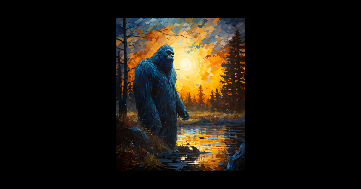 Bigfoot Starry Night Van Gogh Sasquatch Paint Art - Bigfoot - Sticker ...