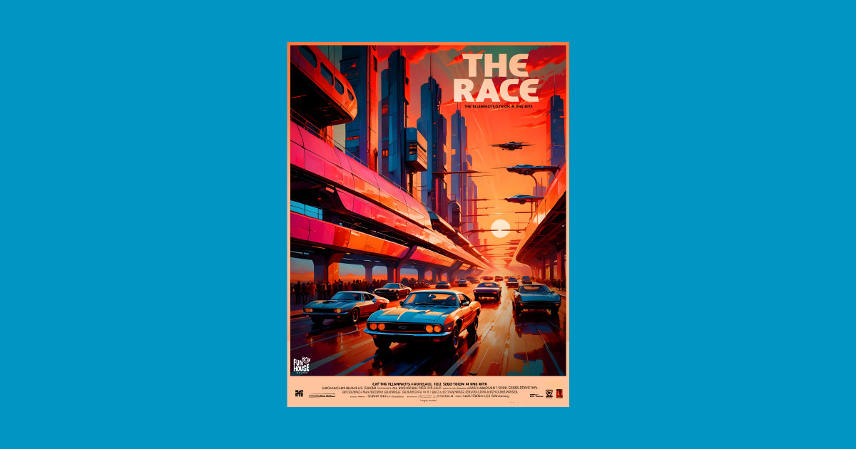 The Race: Retro Futurism Movie Poster - Science Fiction Cars - T-Shirt ...