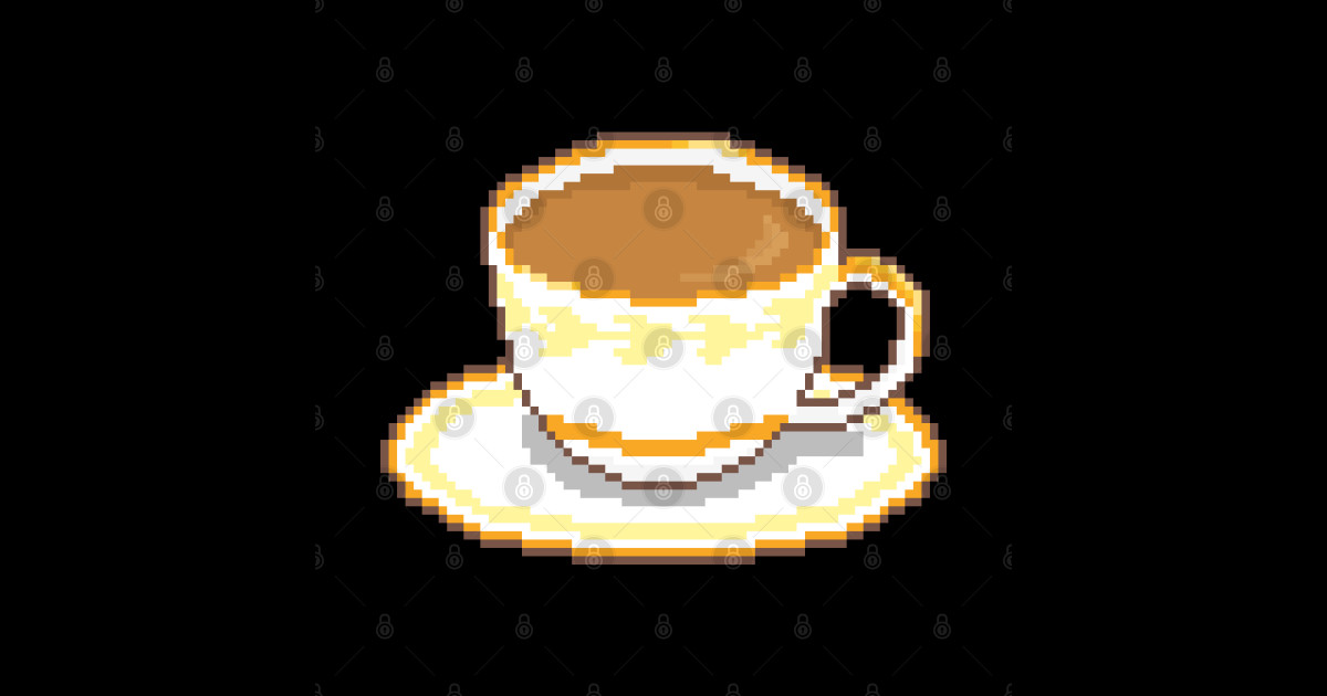 Chai Tea Cup with Saucer Pixel Art (with outline) - Chai Tea - Magnet ...