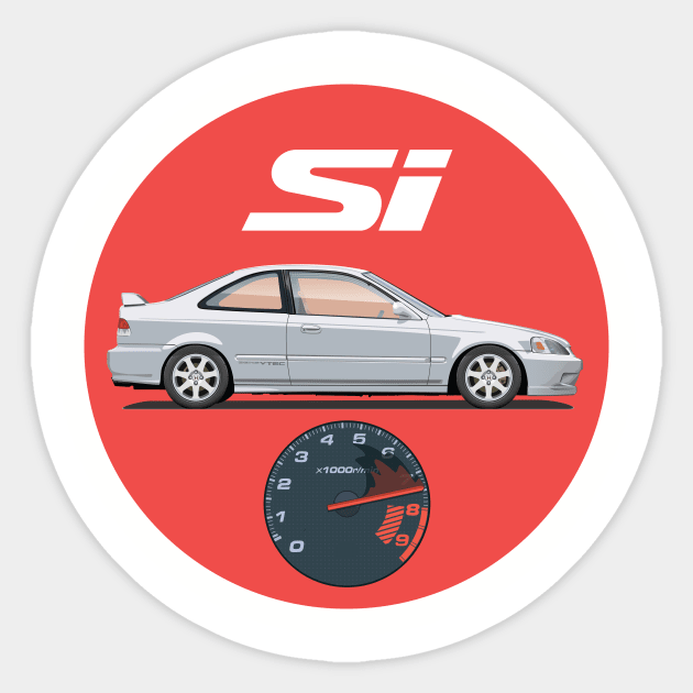 Civic Si in Silver - Civic Si - Sticker | TeePublic
