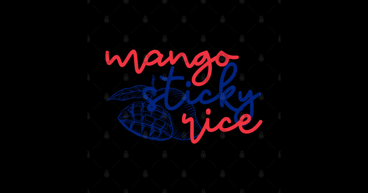 mango sticky rice - Thai red and blue - Flag color - with sketch ...