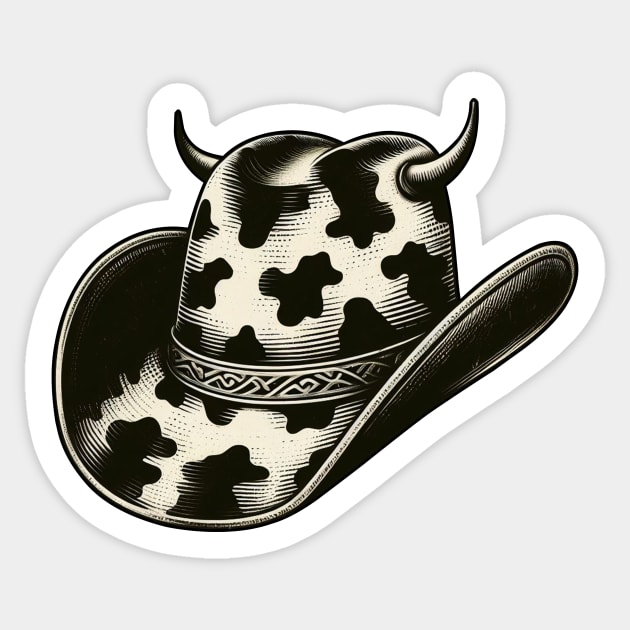 Cow print cowboy hat - Cowboy Hat - Sticker | TeePublic