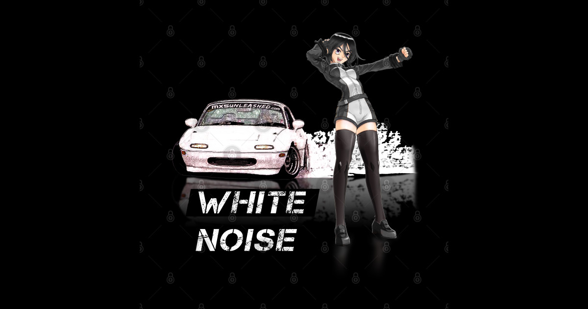 White Miata MX-5 with anime girl - Miata - Sticker | TeePublic