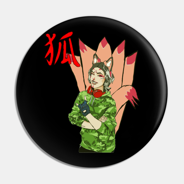 Army Kitsune Girl - Army Kitsune Girl - Pin | TeePublic