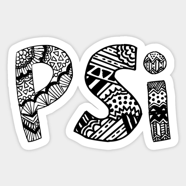 Psi Letter Doodle Pattern - Panhel - Sticker | TeePublic