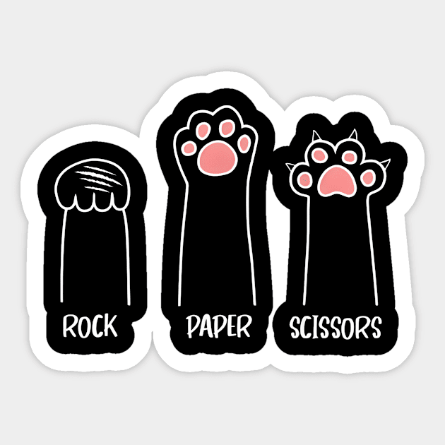 Rock paper scissors hand game cute pew funny cat - Cat - Sticker ...