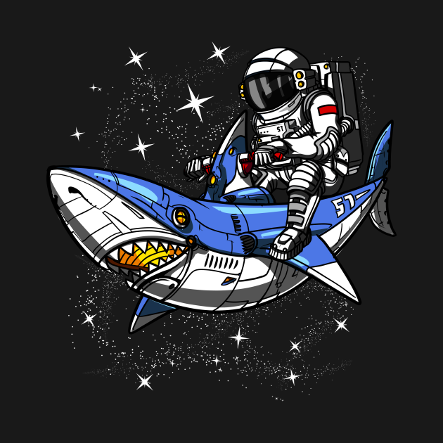 Space Astronaut Riding Shark - Space Astronaut Riding Shark - T-Shirt ...