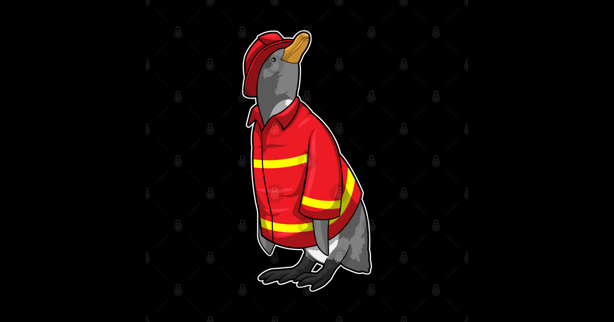 Penguin as Firefighter with Helmet - Fire Department - Magnet | TeePublic