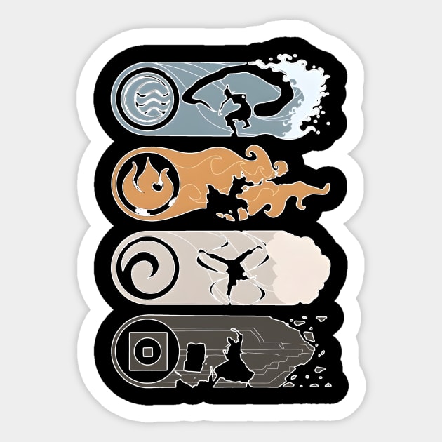 The Four Elements Avatar - Avatar The Last Airbender - Sticker | TeePublic