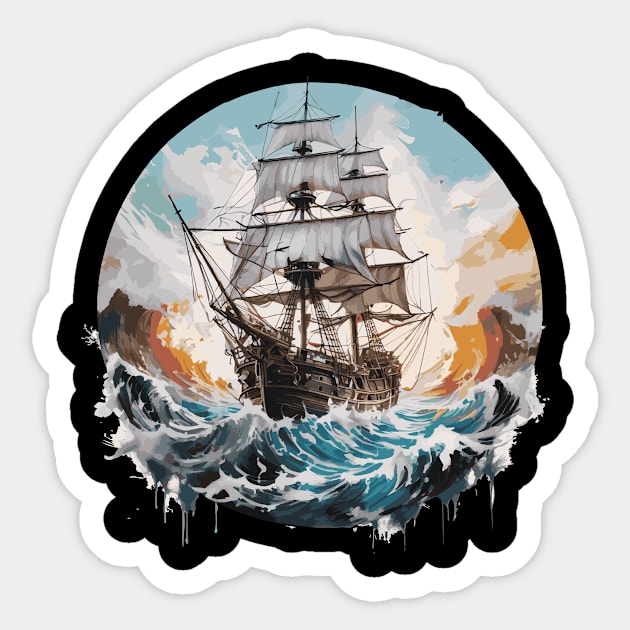 Sailing Ship, Frigate, Boat - Sailing Ship - Sticker | TeePublic