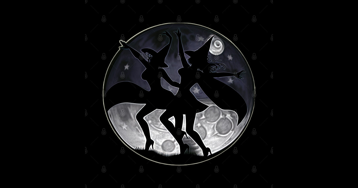 Two Witches Dancing in the Moonlight - Witches - Sticker | TeePublic