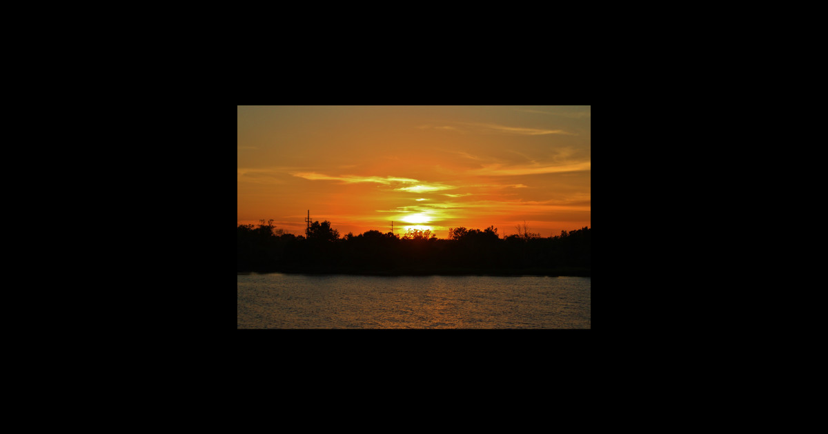 Riverfront Sunset - Sun - Sticker | TeePublic