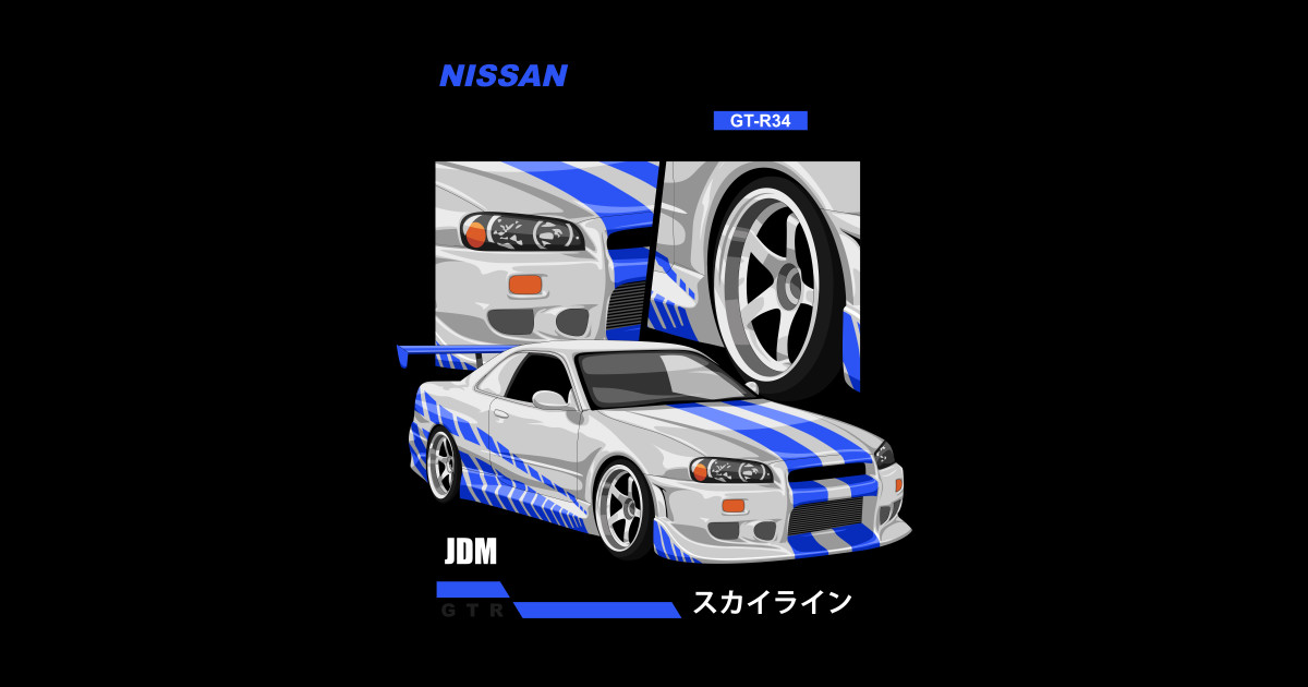 NISSAN GT-R34 SKYLINE - Nissan Skyline Gtr R34 - Posters and Art Prints ...