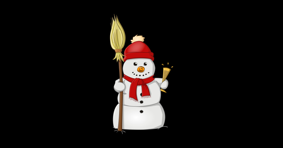 Cartoon style drawing of a funny snowman with red bonnet - Funny ...
