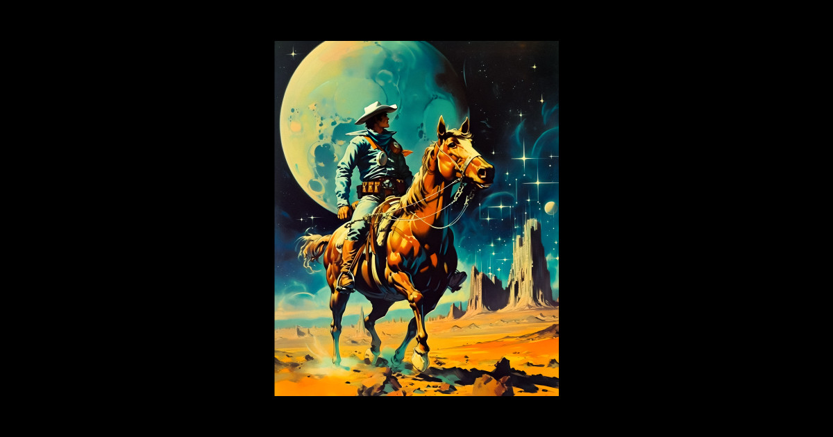 The Space Cowboy - Retro Futurism - Sticker | TeePublic