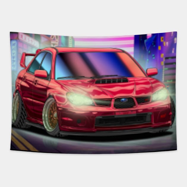 Subaru Impreza WRX STi Hawkeye (2006) Cyberpunk City - Car - Tapestry ...