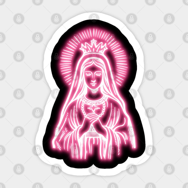 Pink Neon Virgin Mary - Virgin Mary - Sticker | TeePublic