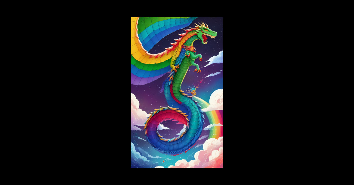 Colorful Hippie Popculture Popart Trippy Dragon Art - Dragons - Posters ...