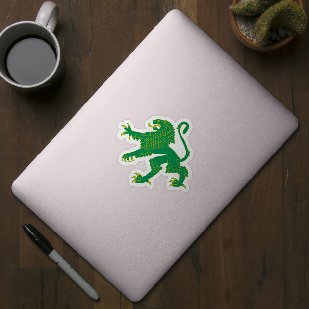 Heraldic Rampant Lion (Green) - Lion - Sticker | TeePublic