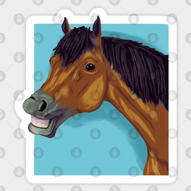 Smiling horse - Horse Lover - Sticker | TeePublic