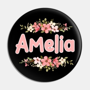 Flower Border Amelia Name Label Pins and Buttons for Sale | TeePublic