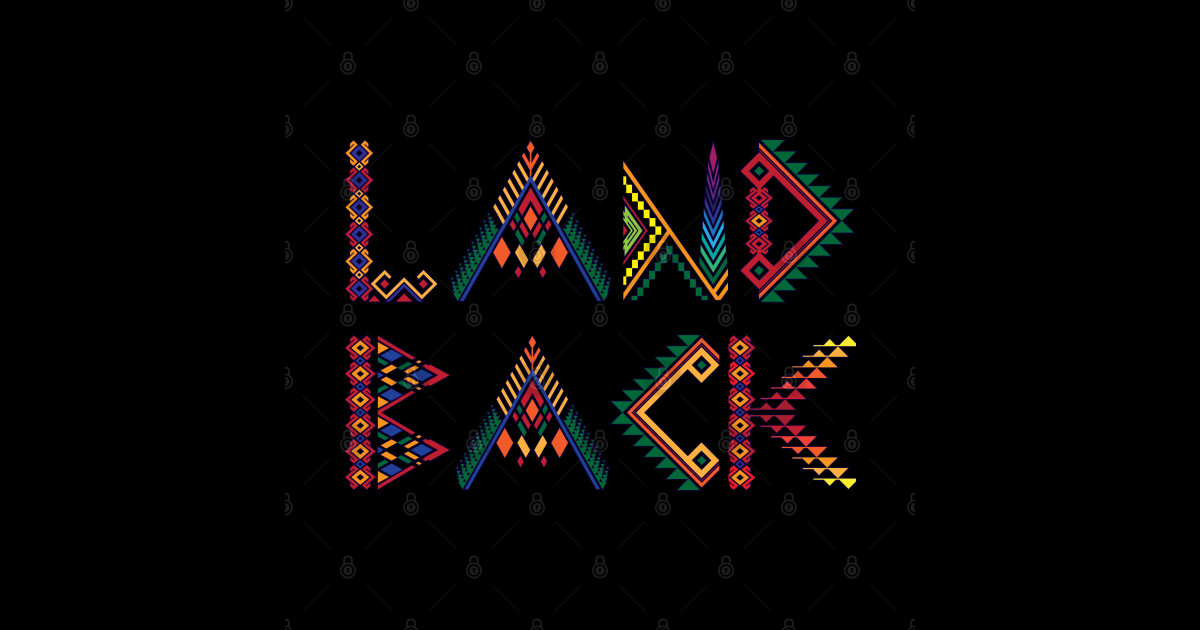Landback in Colorful Geometric Pattern - Landback - Sticker | TeePublic