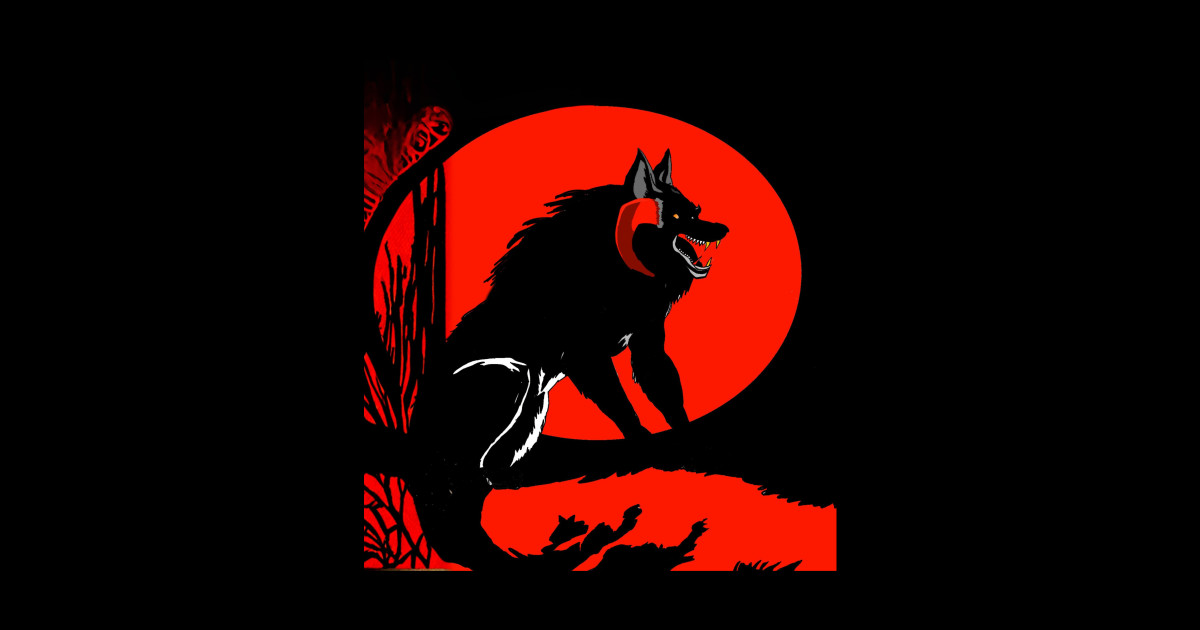 Blood Moon Hellhound :Horned Wolf - Hellhound - Sticker | TeePublic