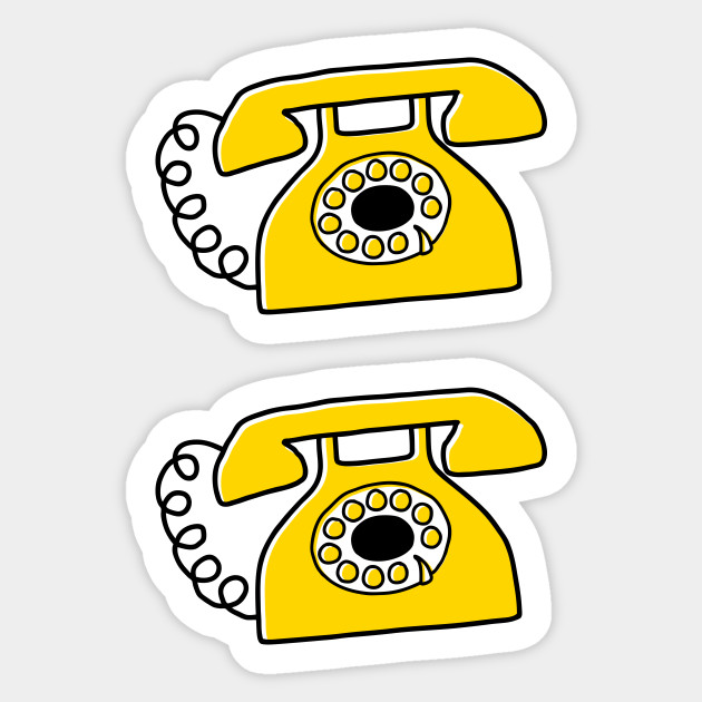 Retro telephone sticker - yellow - Telephone - Sticker | TeePublic