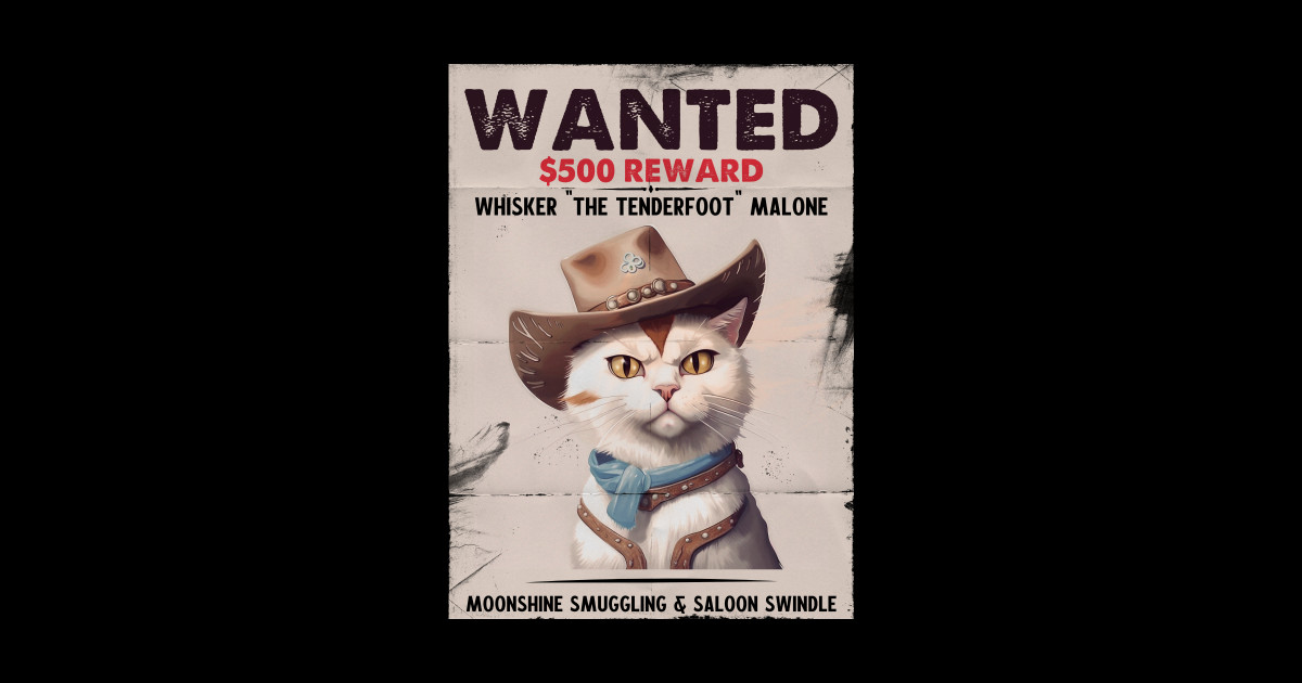wild west wanted cat - Wanted Cat - Sticker | TeePublic