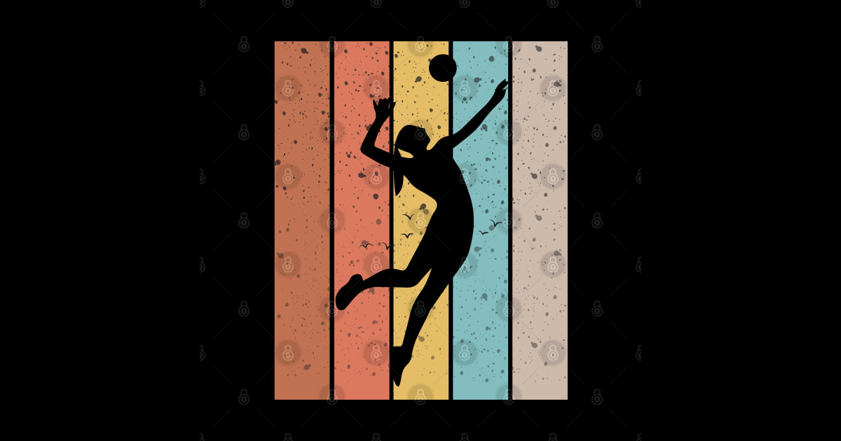 Volleyball Spiker in Silhouette Beautiful Vintage Colorful Background ...
